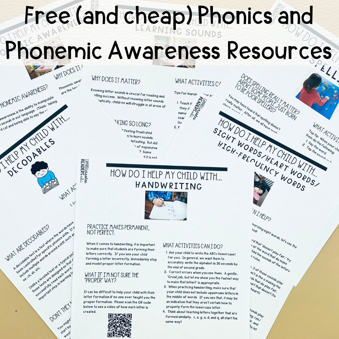 Free (and Cheap) Phonics and Phonemic Awareness Resources - Campbell ...